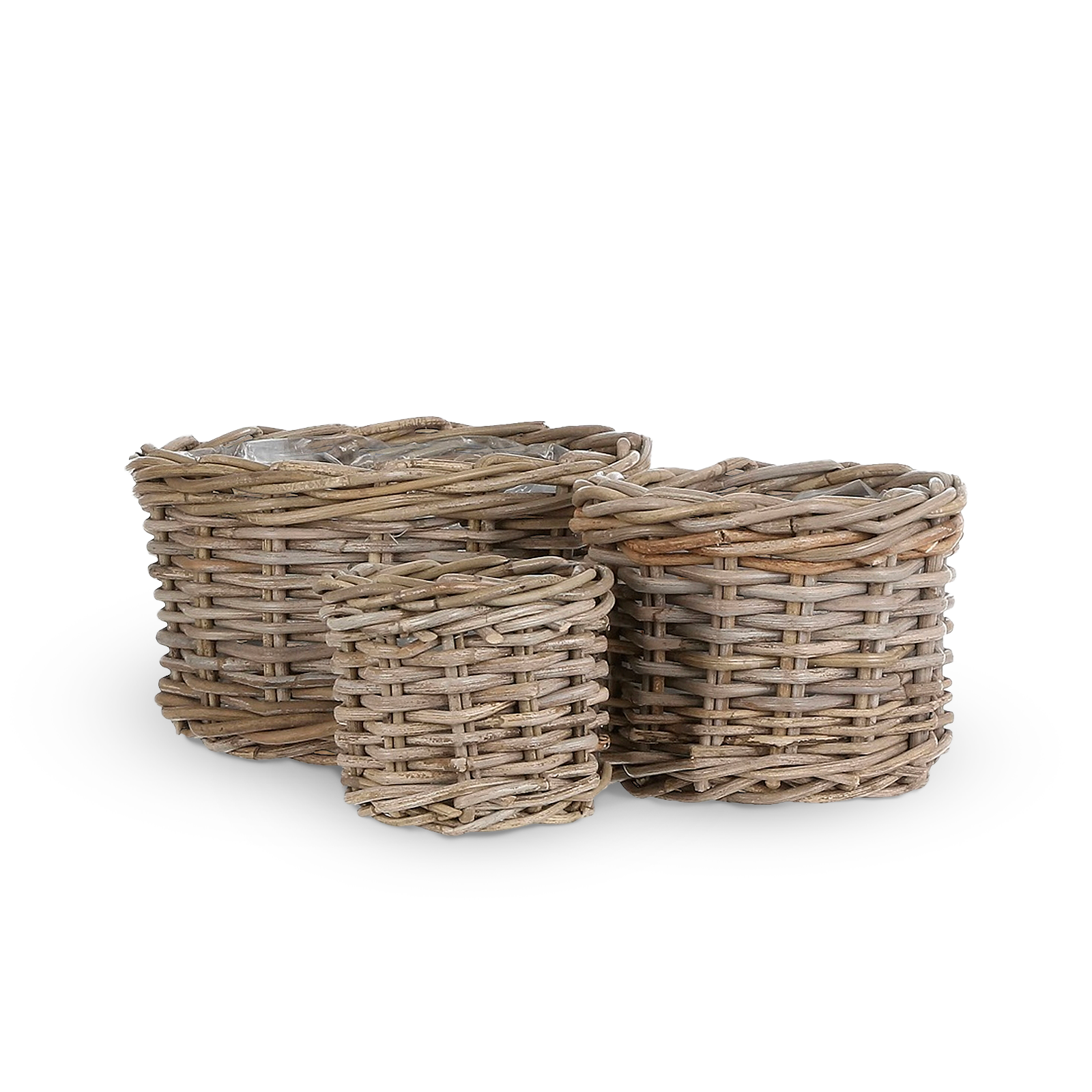 Rattan Small Basket Set of 3 - Grey – Trobiano Studios